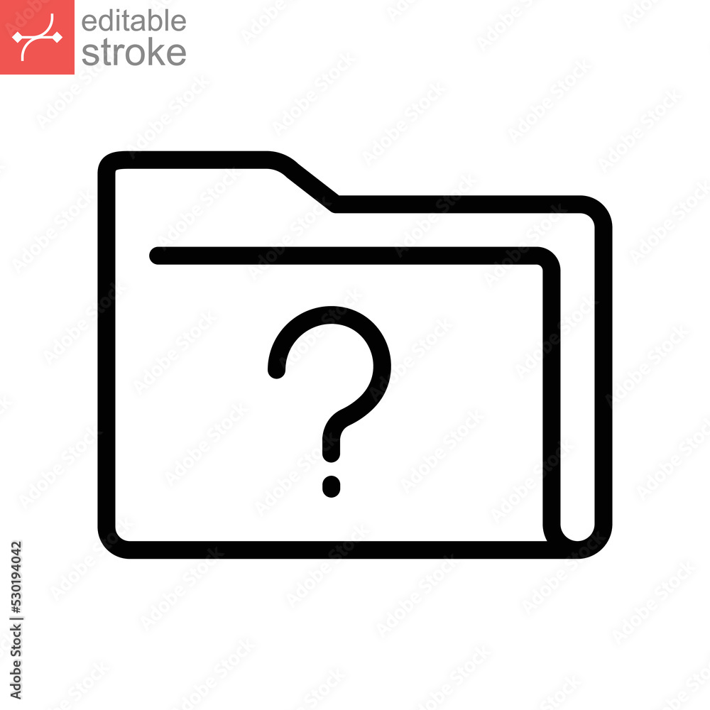Unverify document folder line icon. FAQ folder with question mark ... Unverify document folder line icon. FAQ folder with question mark ...