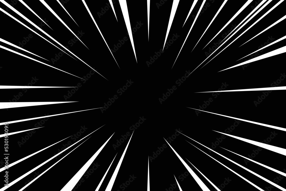 Flash ray blast glow. Vector illustration. Monochrome manga comic ...