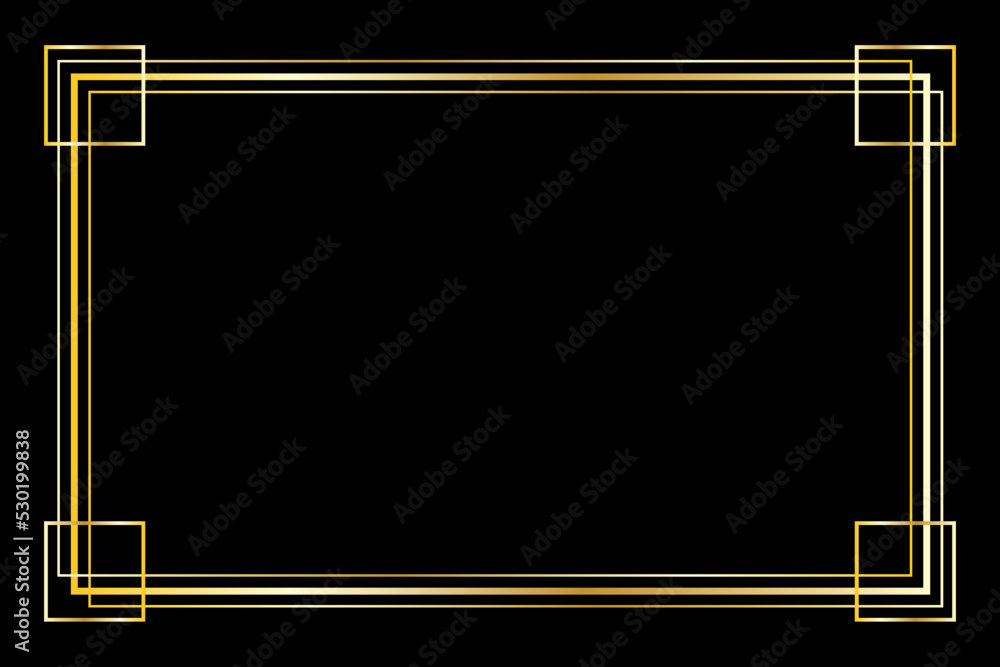 Gold frame black background. Edge frame. Decorative border. Vector ...