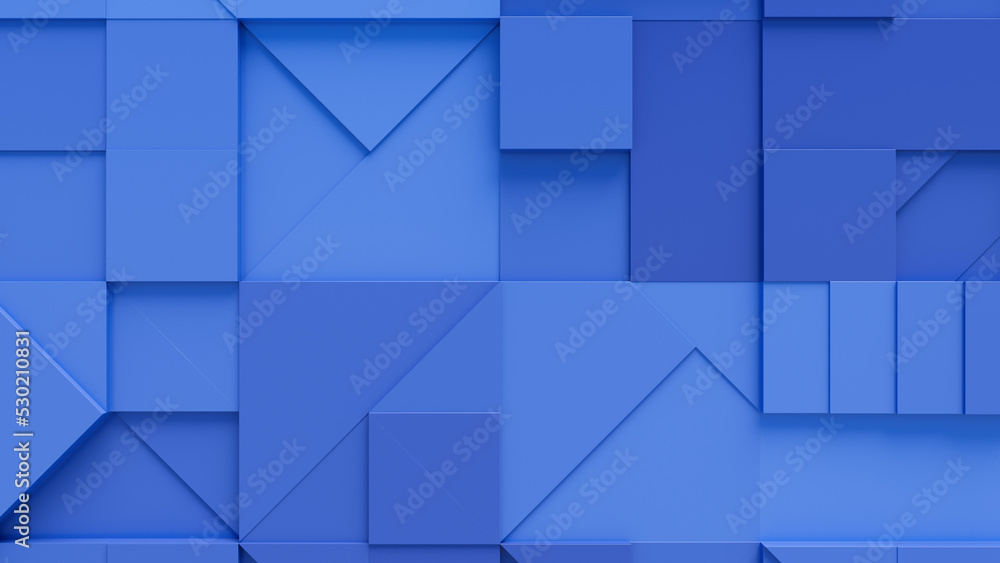 Abstract wallpaper made of Blue 3D Shapes. Tech 3D Render . Stock ...