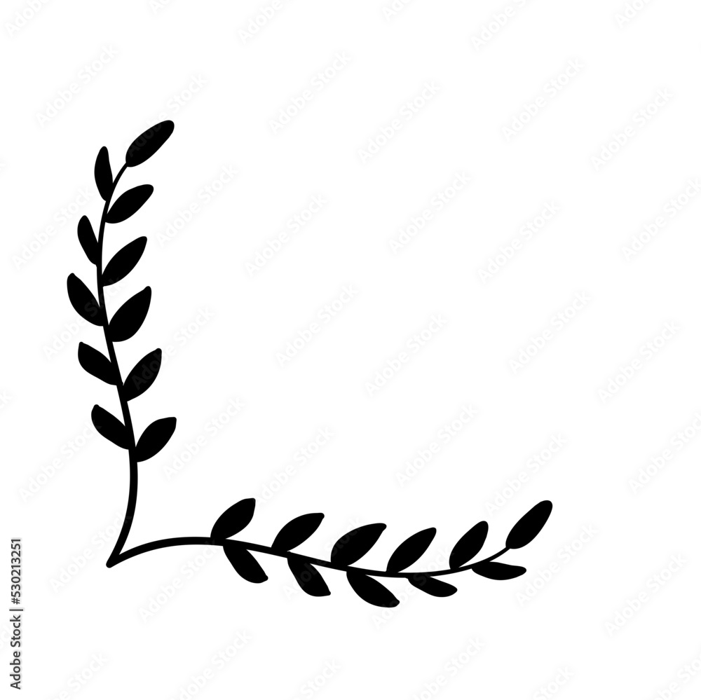 Botanical leaf corner border frame Stock Vector | Adobe Stock