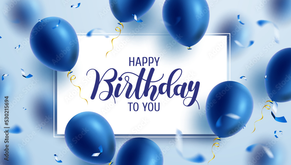 Birthday greeting vector template design. Happy birthday text in white ...