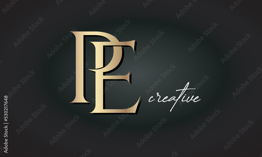 PE letters luxury jewellery fashion brand monogram, creative premium ...