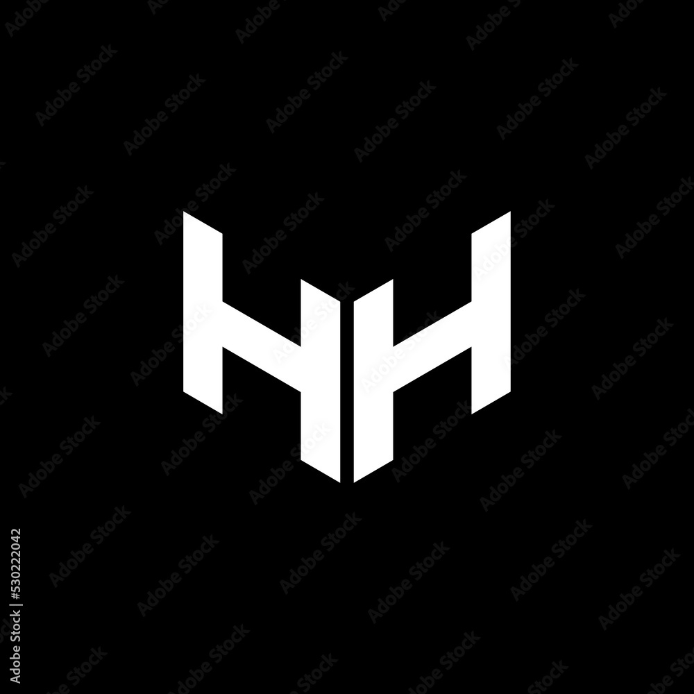 HH letter logo design with black background in illustrator, cube logo ...