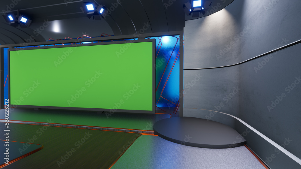 Green Screen Studio 2267_3D Virtual TV Studio News_Studio Background ...