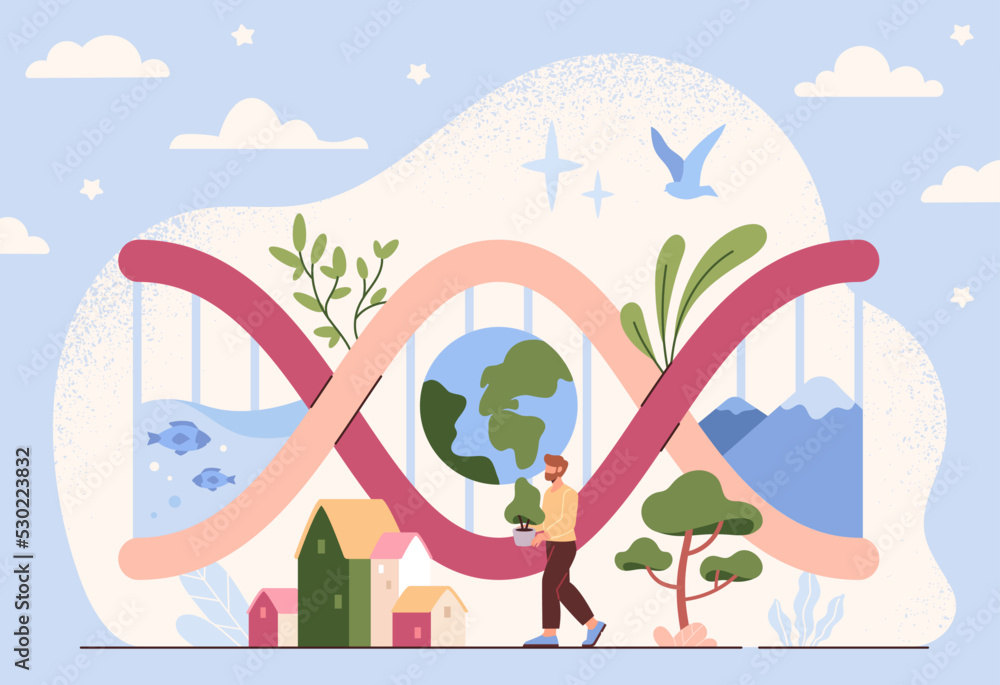 DNA gene variety concept. Biological diversity of life on planet Earth ...