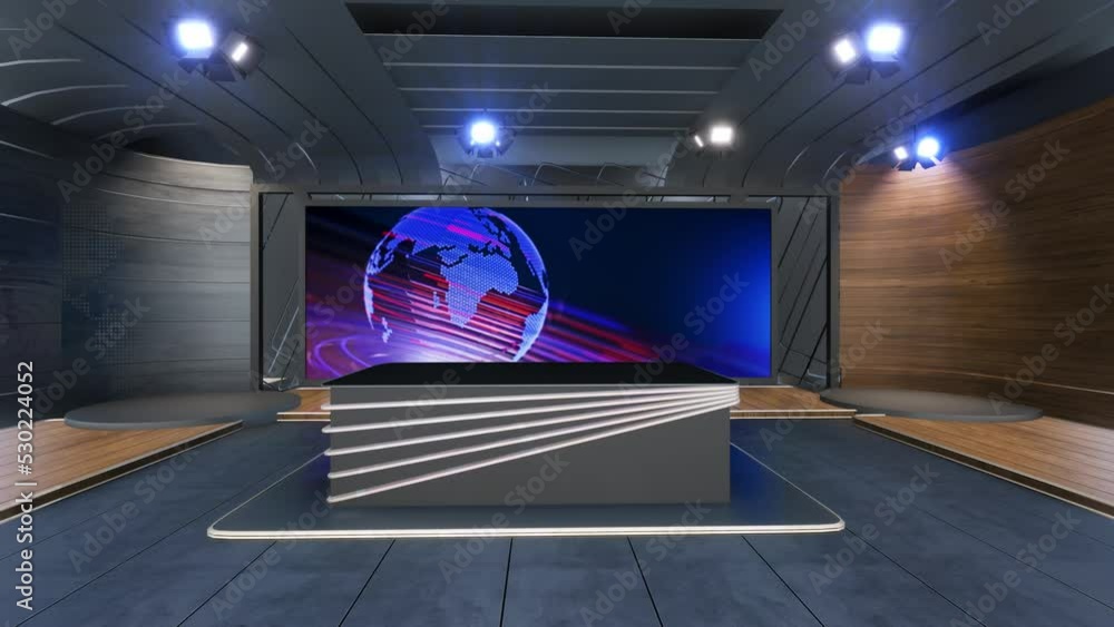 Virtual Studio 2267_3D Virtual TV Studio News_Studio Background Loop vídeo de Stock | Adobe Stock