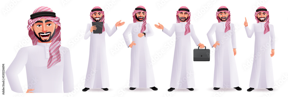 Saudi arab man vector character set design. Arabian male business ...