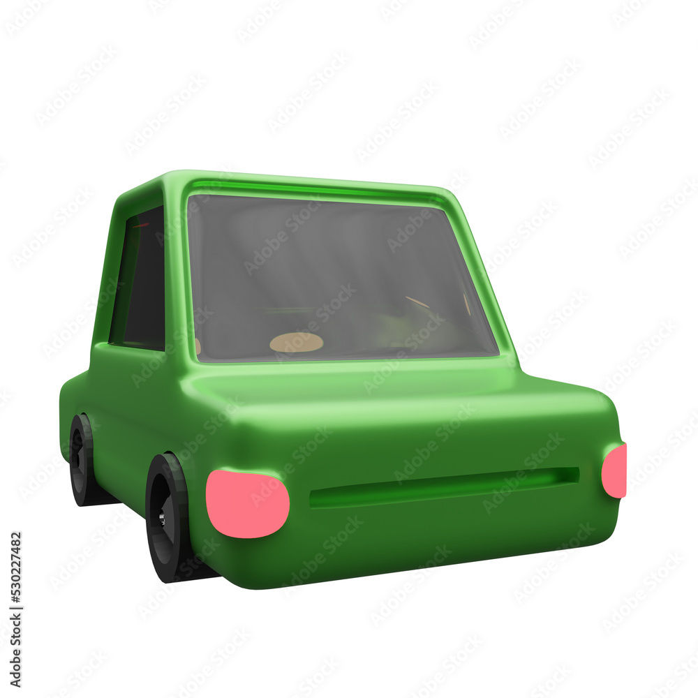 3d rendered green low poly animation car side view Stock Illustration ...