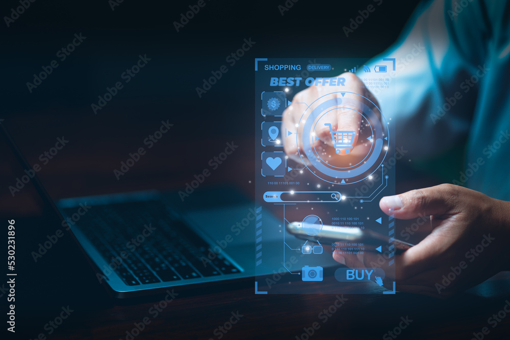 Men using smartphone shopping online and service, buy product discount ...