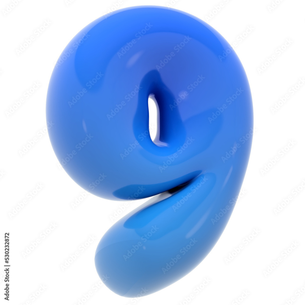 Bubble number nine illustration in 3D design Stock Illustration | Adobe ...