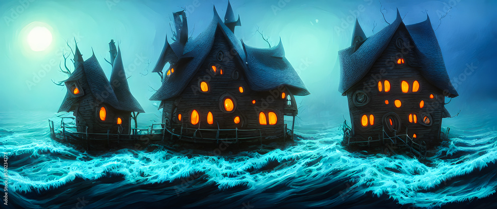 Artistic concept painting of a witch house, background illustration ...