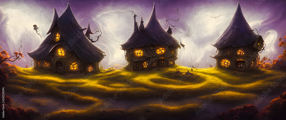 Artistic concept painting of a witch house, background illustration ...