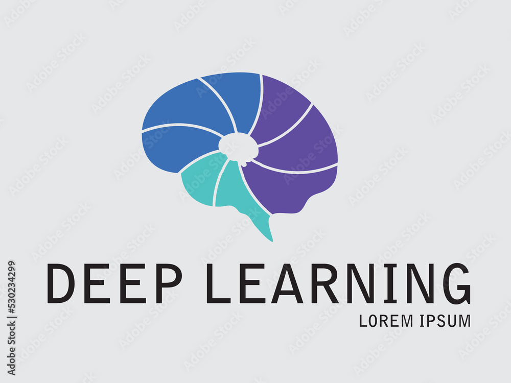 deep learning logo. artificial intelligence. decorative technology ...