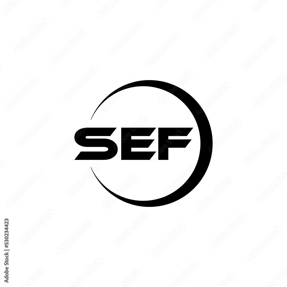 SEF letter logo design with white background in illustrator, cube logo ...