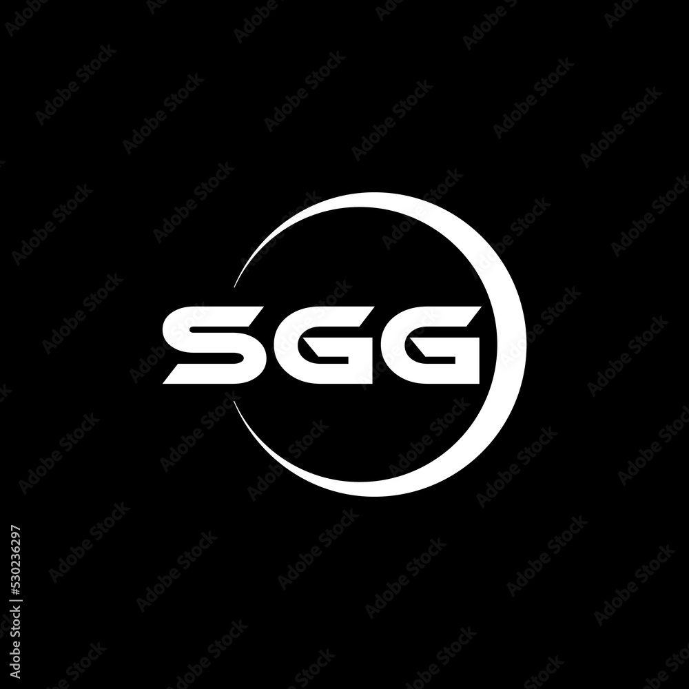 SGG letter logo design with black background in illustrator, cube logo ...