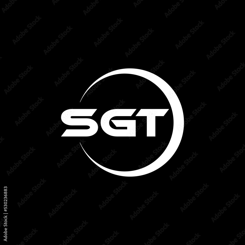 SGT letter logo design with black background in illustrator, cube logo ...