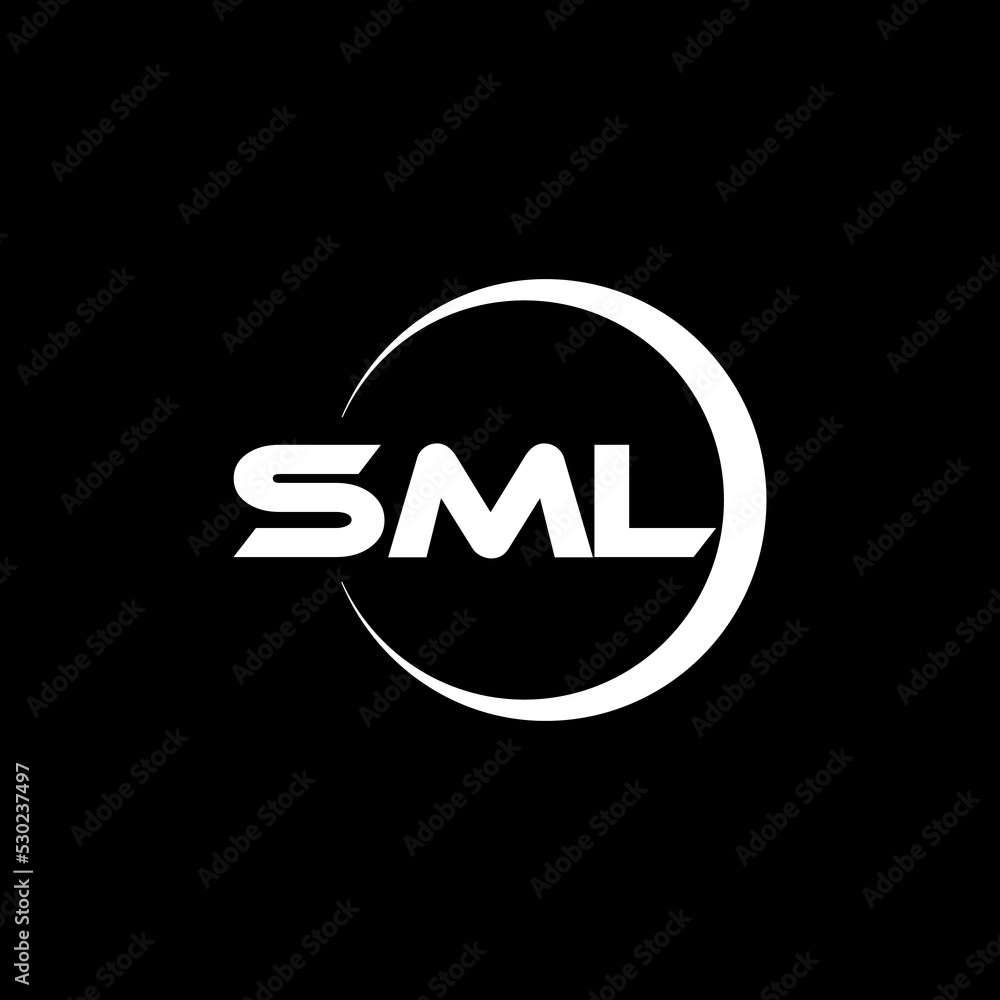 SML letter logo design with black background in illustrator, cube logo ...