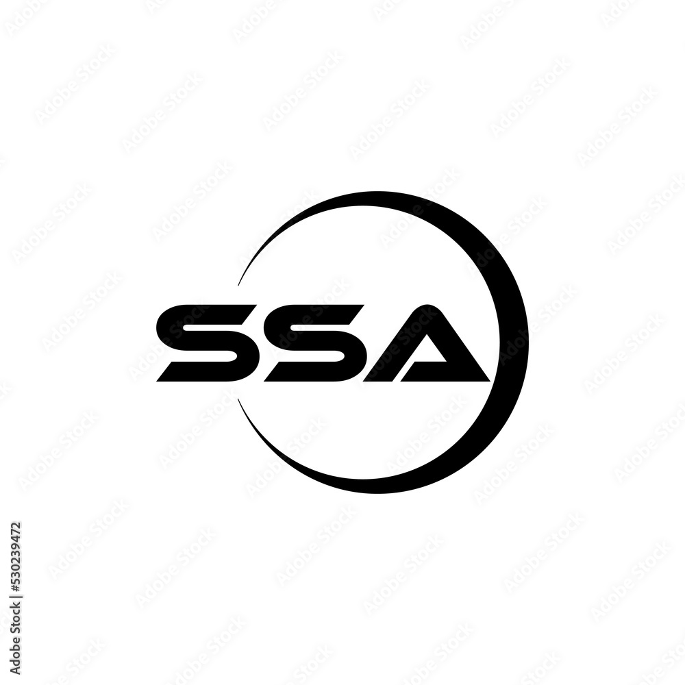 SSA letter logo design with white background in illustrator, cube logo ...