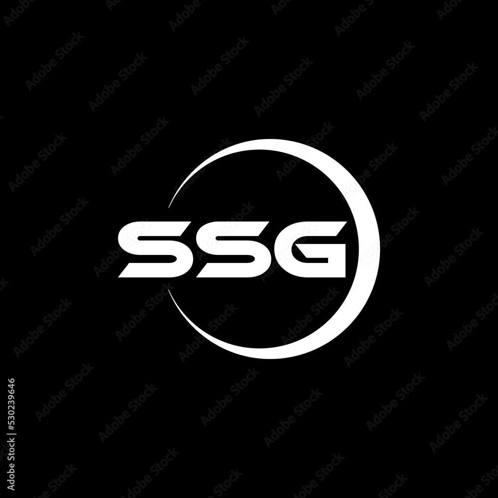 SSG letter logo design with black background in illustrator, cube logo ...