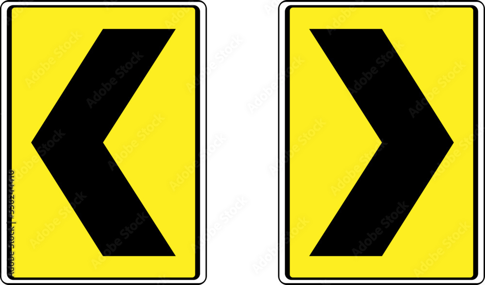 Road information signs. The chevron sign. Vector image. Stock Vector ...