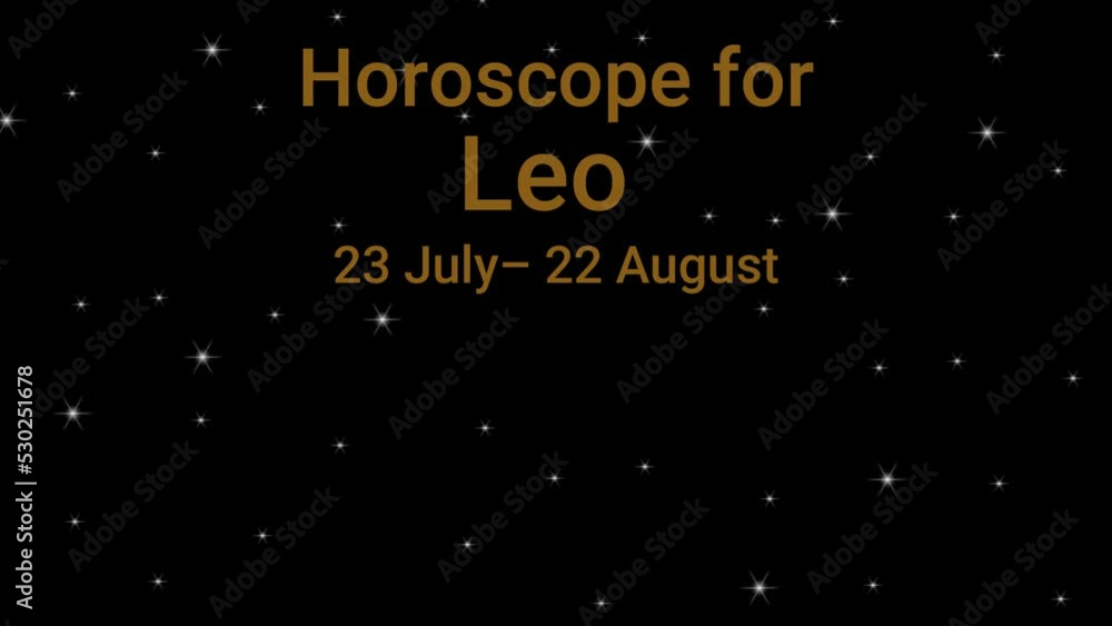 A 4k animation video introduction of the Leo horoscope, indicating the relevant and logo against ...
