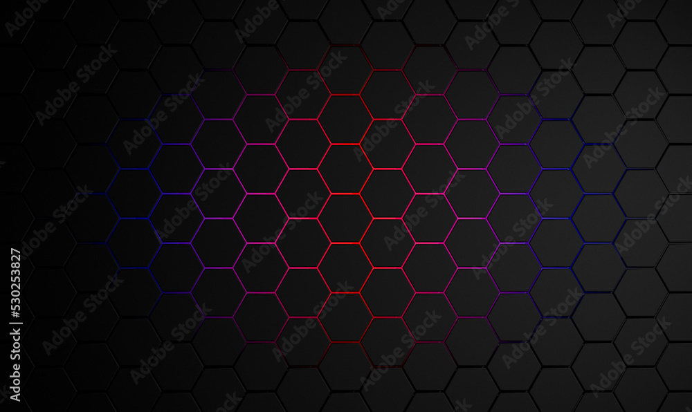 3d hexagon black background. Technology abstract geometry dark backdrop ...