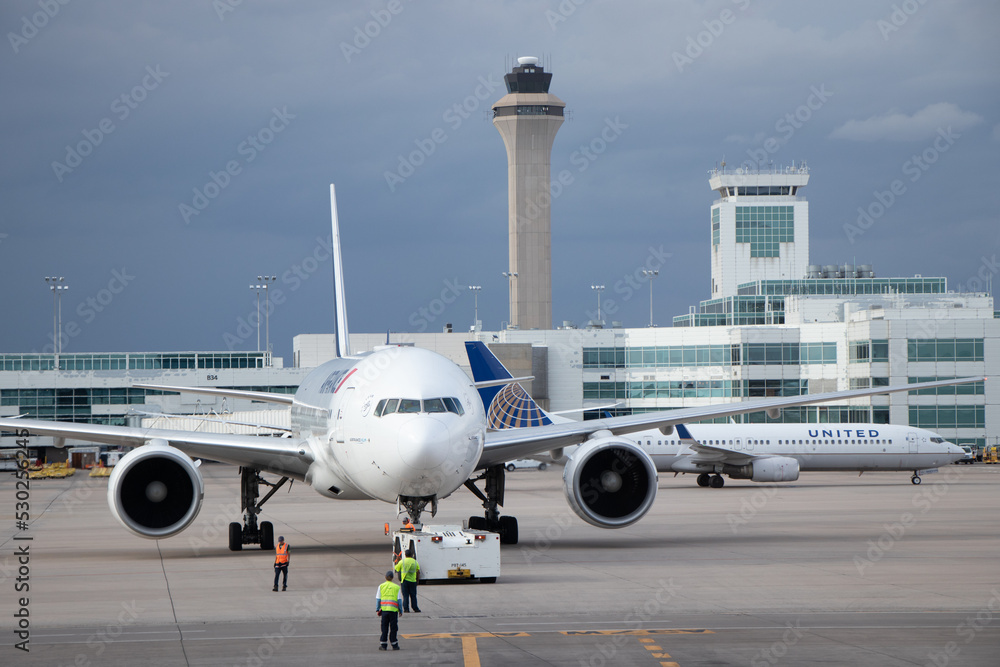 An Air France Boeing 777 prepares to taxi to the runway after pushback ...