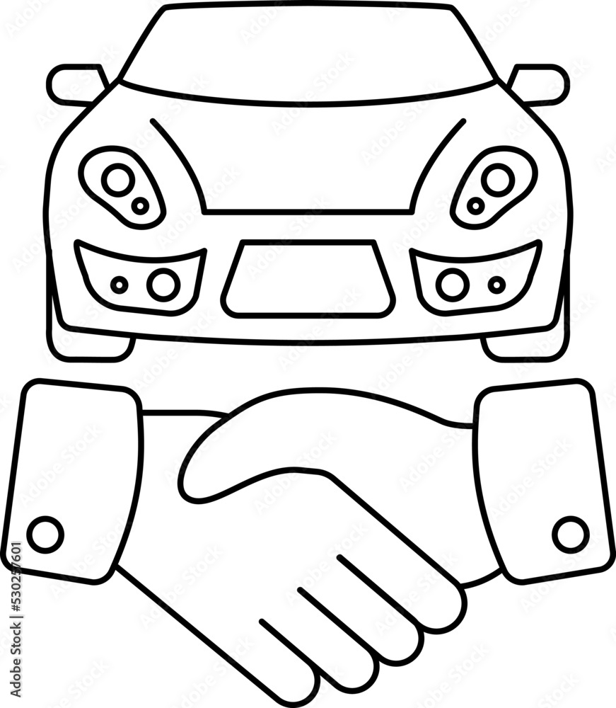 Car Deal with Hand shake sign line icon or logo. Car Dealer Handshake ...