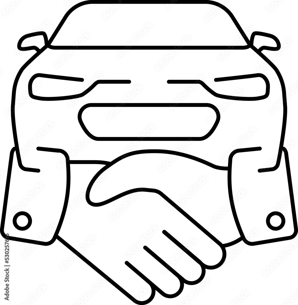 Car Deal with Hand shake sign line icon or logo. Car Dealer Handshake ...