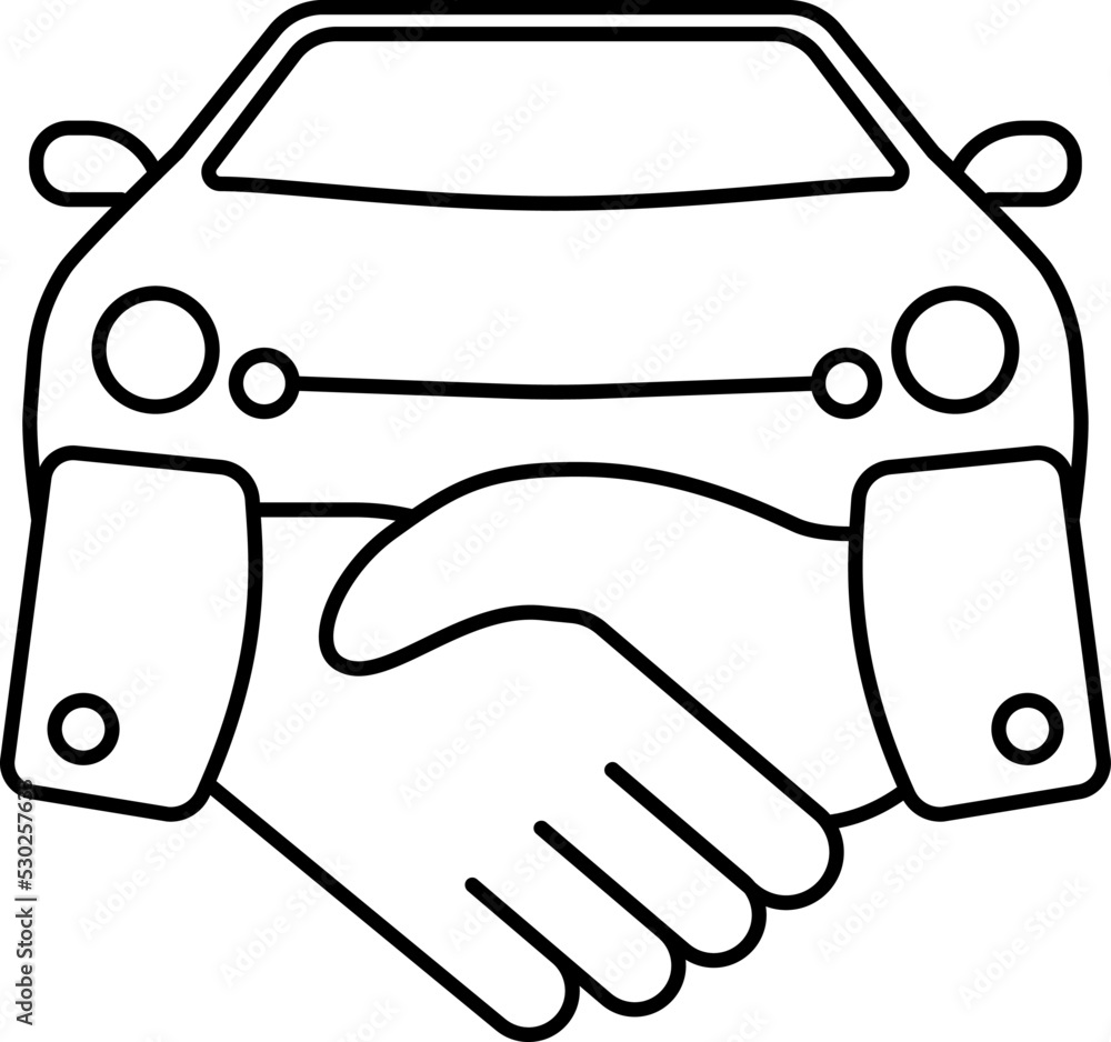 Car Deal with Hand shake sign line icon or logo. Car Dealer Handshake ...