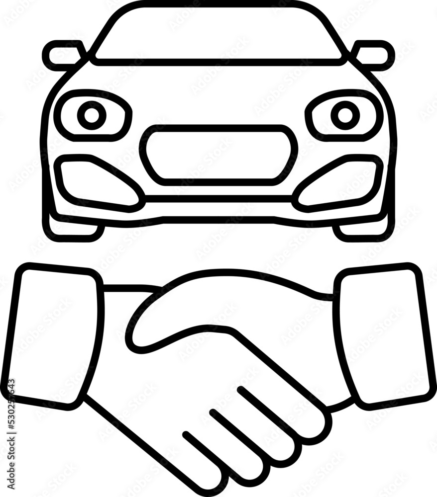 Car Deal with Hand shake sign line icon or logo. Car Dealer Handshake ...