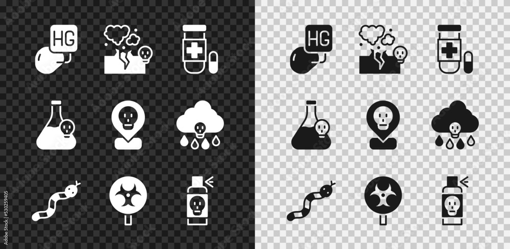 Set Drop of mercury, Poisonous cloud gas or smoke, Antidote, Snake ...
