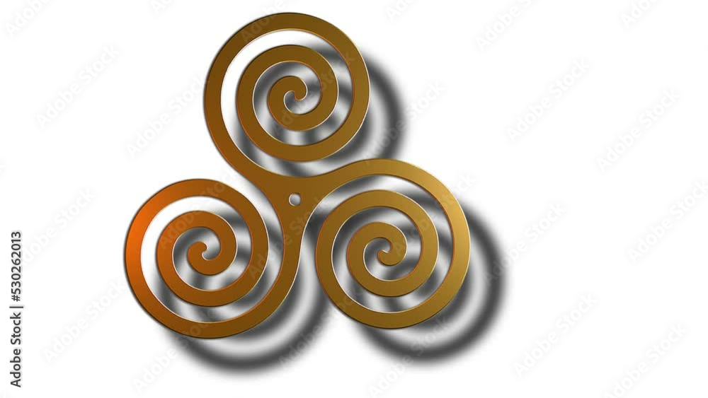 An animated video of a golden metallic Celtic spiral with a shadow ...