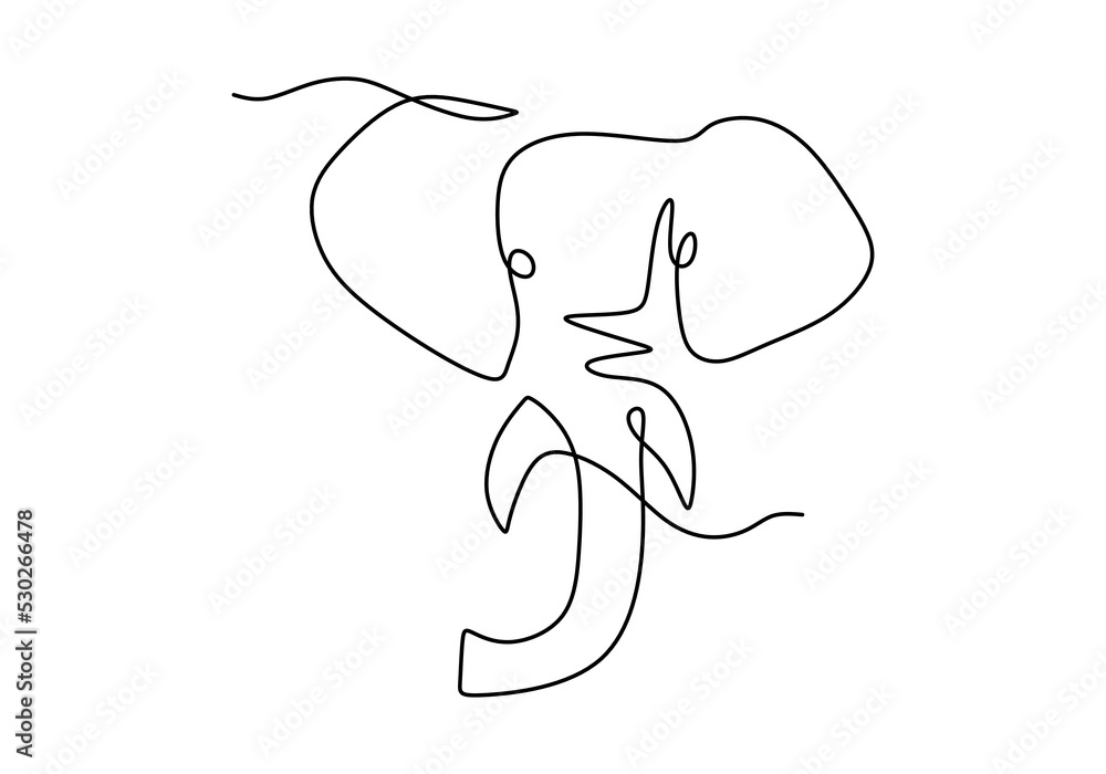 One continuous single line of elephant head for world elephant day ...