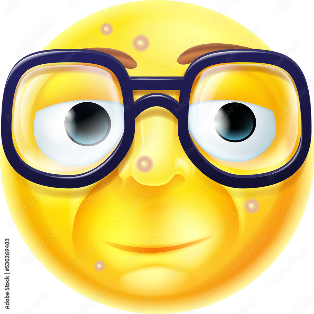 Geek or Nerd Emoticon Stock Illustration | Adobe Stock