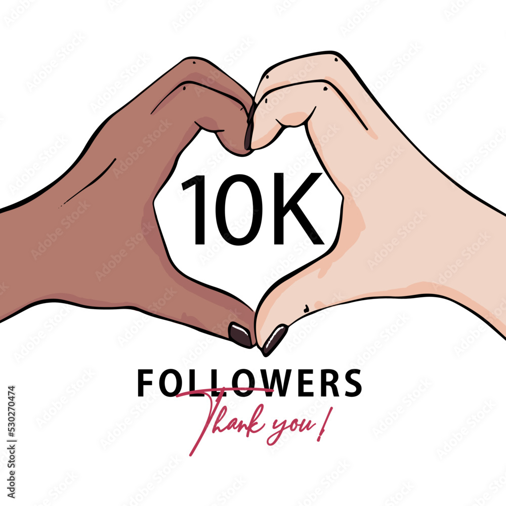 10k followers banner love heart hands , thank you greeting for ...