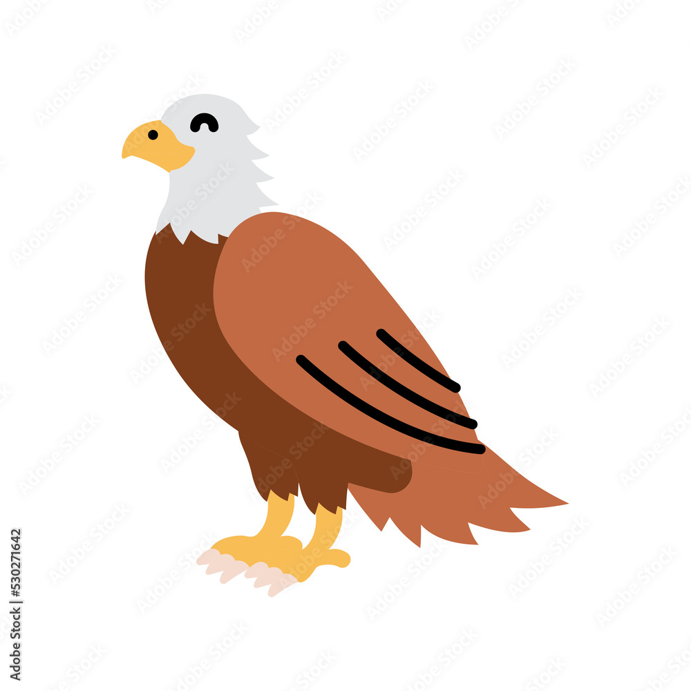 Cute little baby Eagle. funny smiling animal. colored flat cartoon ...