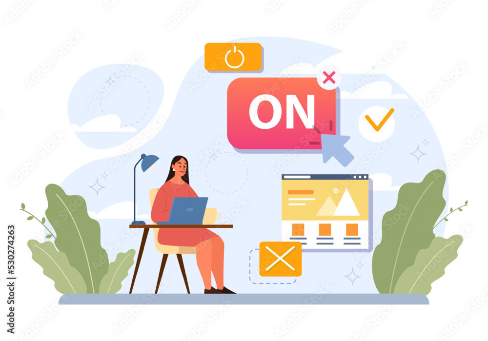 To turn on concept. Character presses the switch button or pull a lever ...