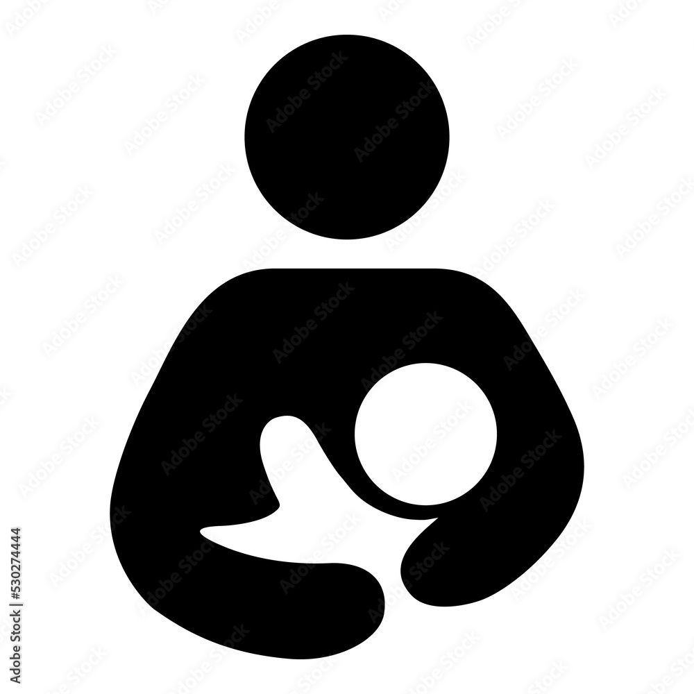 Símbolo lactancia materna. Icono mujer amamantando a su hijo aislado ...