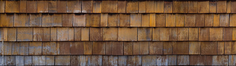 Old brown rustic dark wooden shingle wall facade texture - wood ...