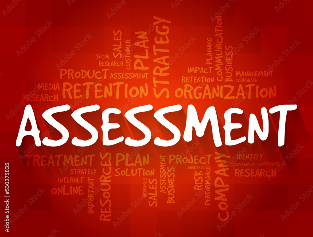 ASSESSMENT is the action of assessing someone or something, word cloud ...