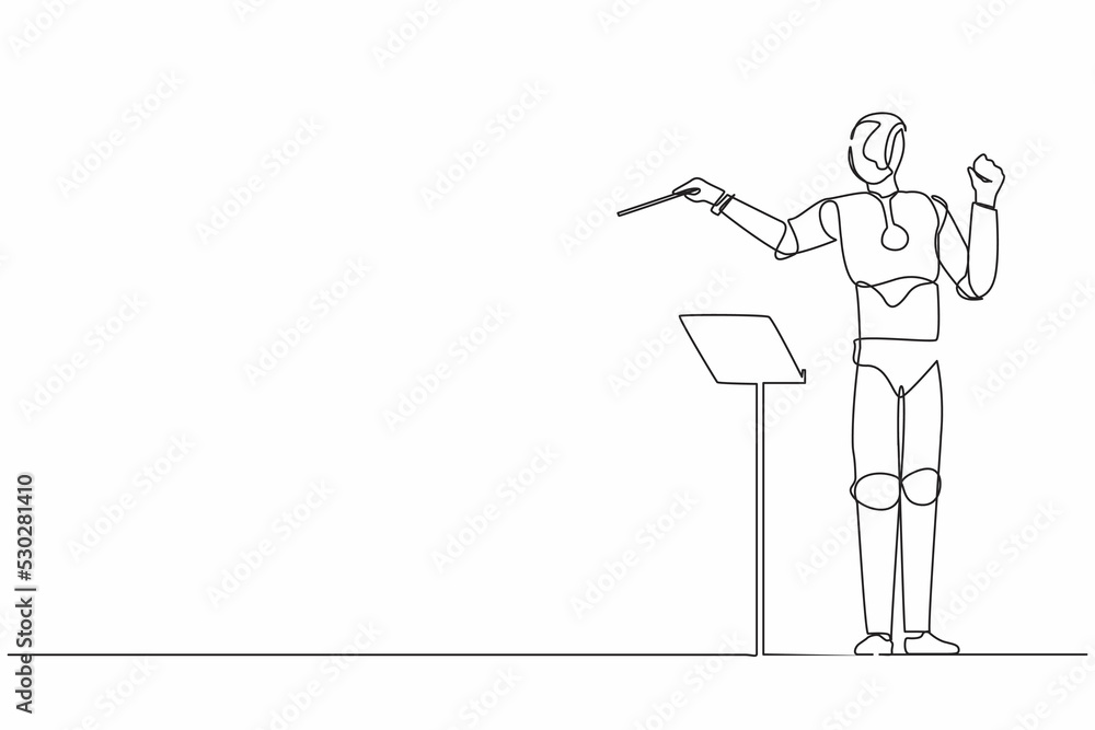 Single continuous line drawing expressive robot conductor directs music ...