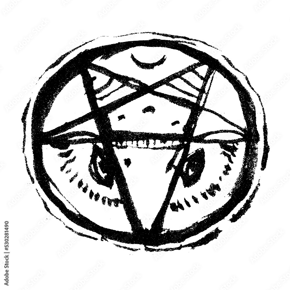 Vector isolated file with pentagram. Pentacle - brush stroke vintage ...