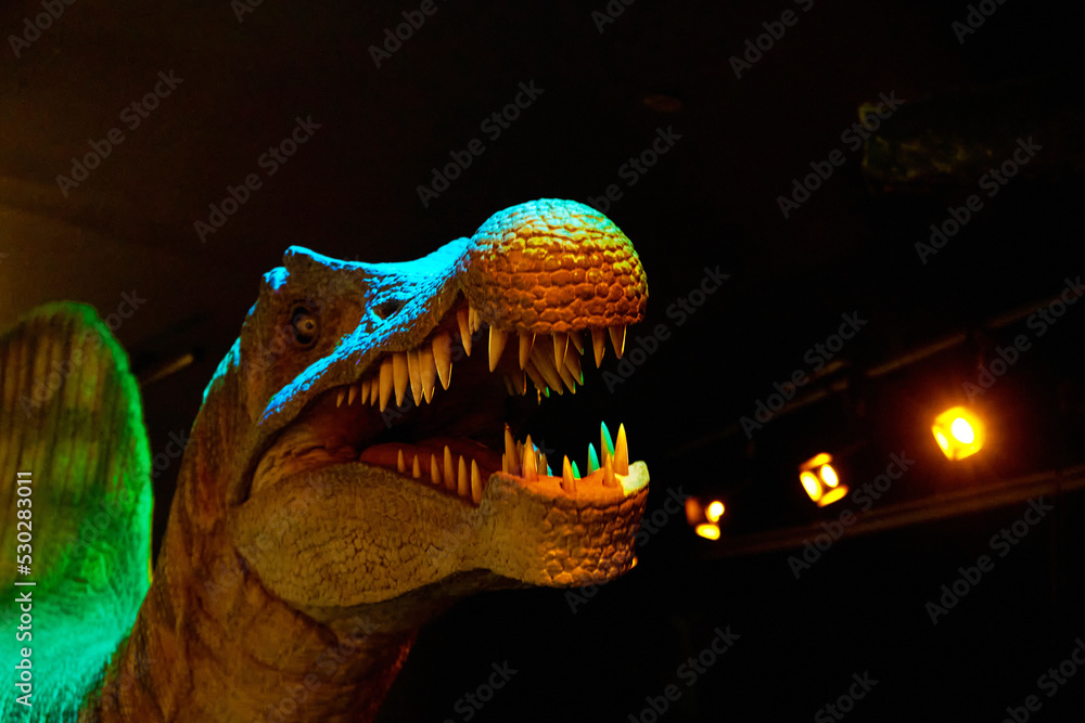 Interior museum of jurassic park with robotic dinosaurs Stock Photo ...