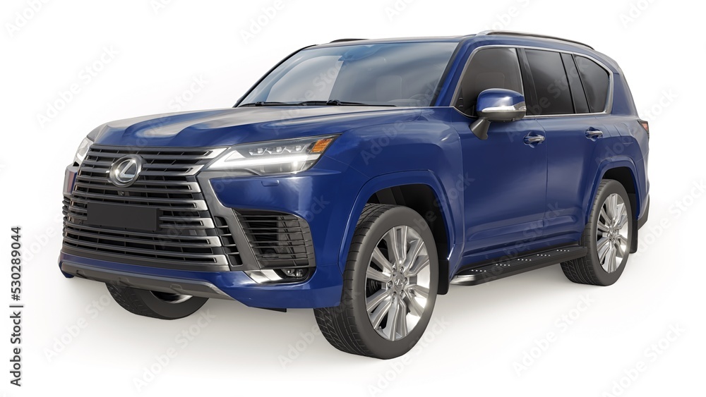 Dallas. USA. September 13, 2022. Blue metallic Lexus LX600 2022 on a ...
