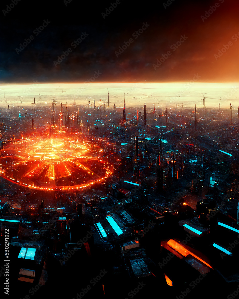 Futuristic Power Plant of Technologic Alien Civilization Art ...