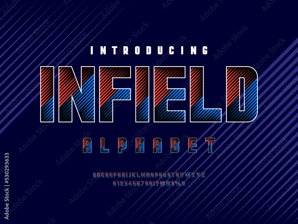 Vector of modern bold alphabet design with uppercase, numbers and ...