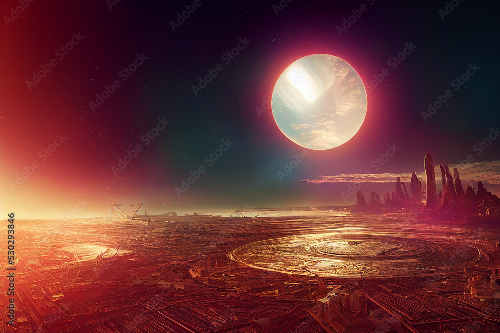 Ancient Alien Metropolis on Radioactive Planet Science Fiction Art ...