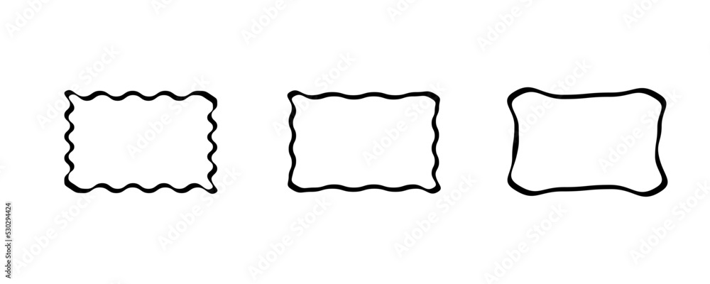 Rectangle frame set. Doodle wavy curve deformed textured frames. Border ...